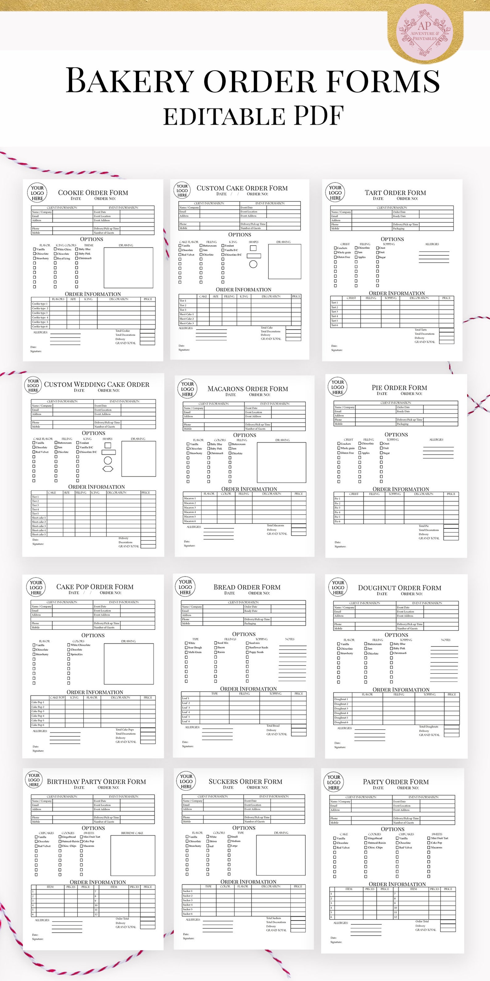 Editable Bakery Order Forms Editable Cake Order Form Wedding - Etsy