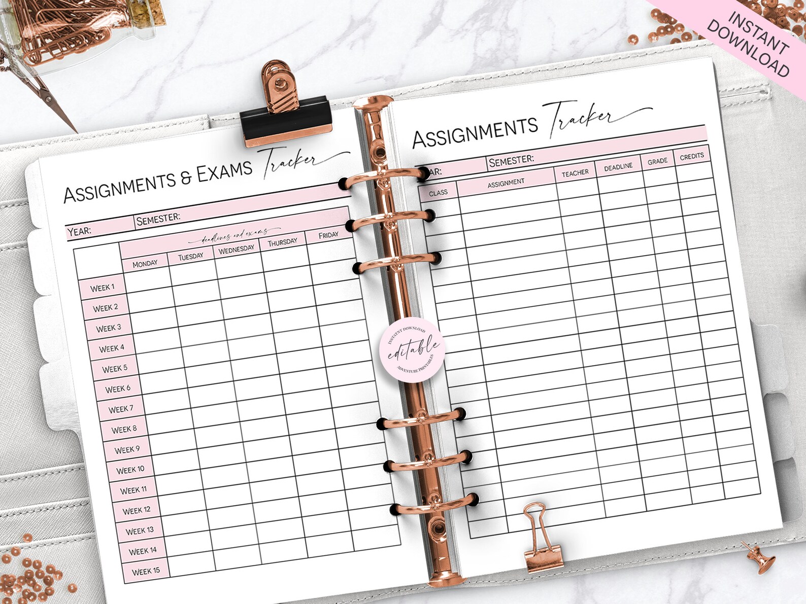 Assignments Ans Exams Tracker, Student Exam Preparation List, Semester ...