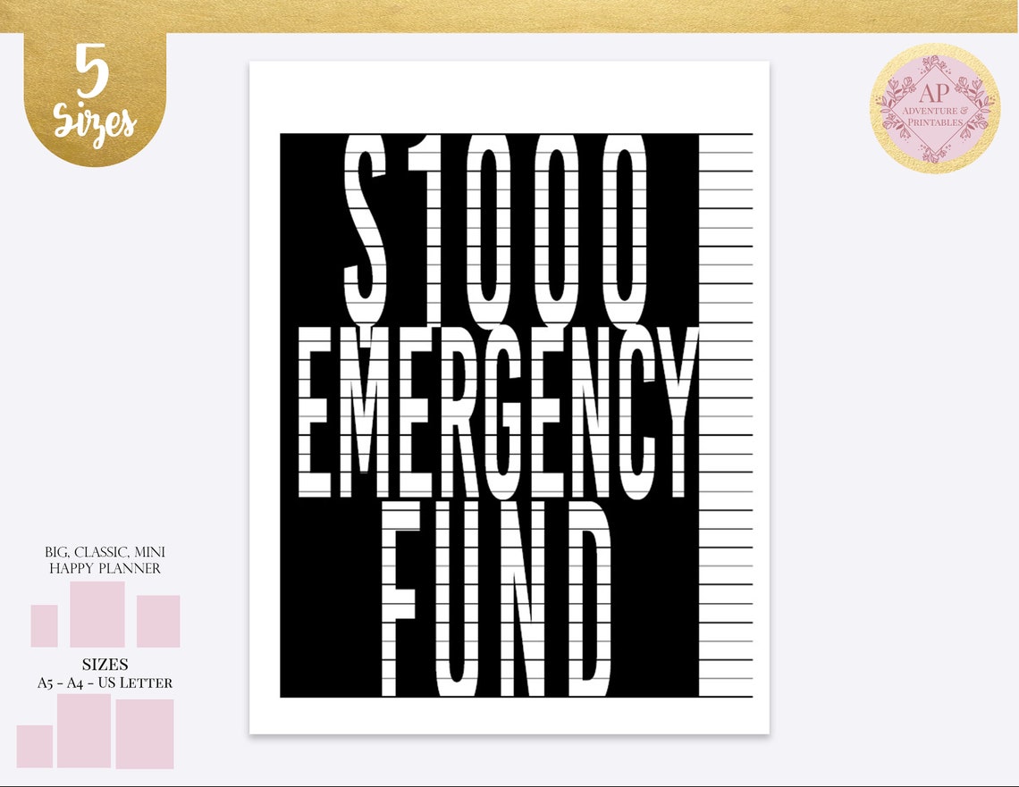 Emergency Funds Tracker Printable Emergency Savings Tracker | Etsy