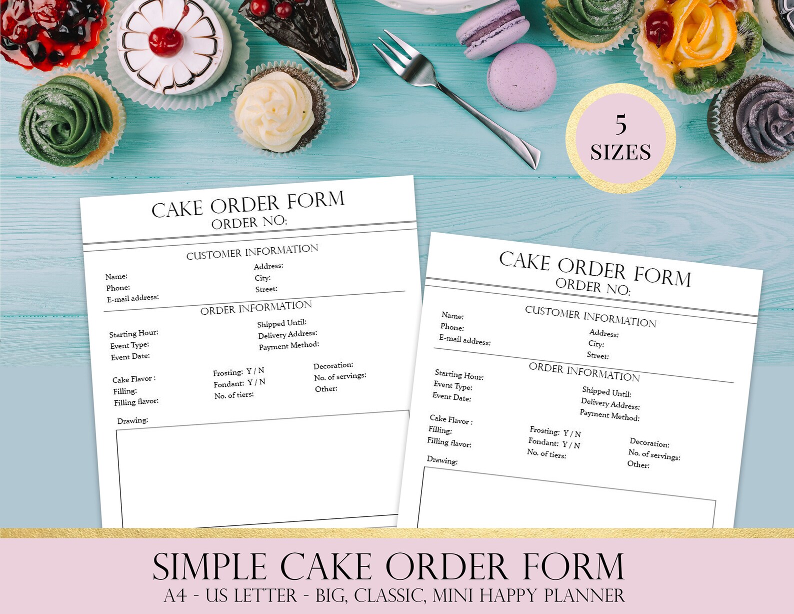 Custom Cake Order Form, Printable Baking Business Planner, Cake ...