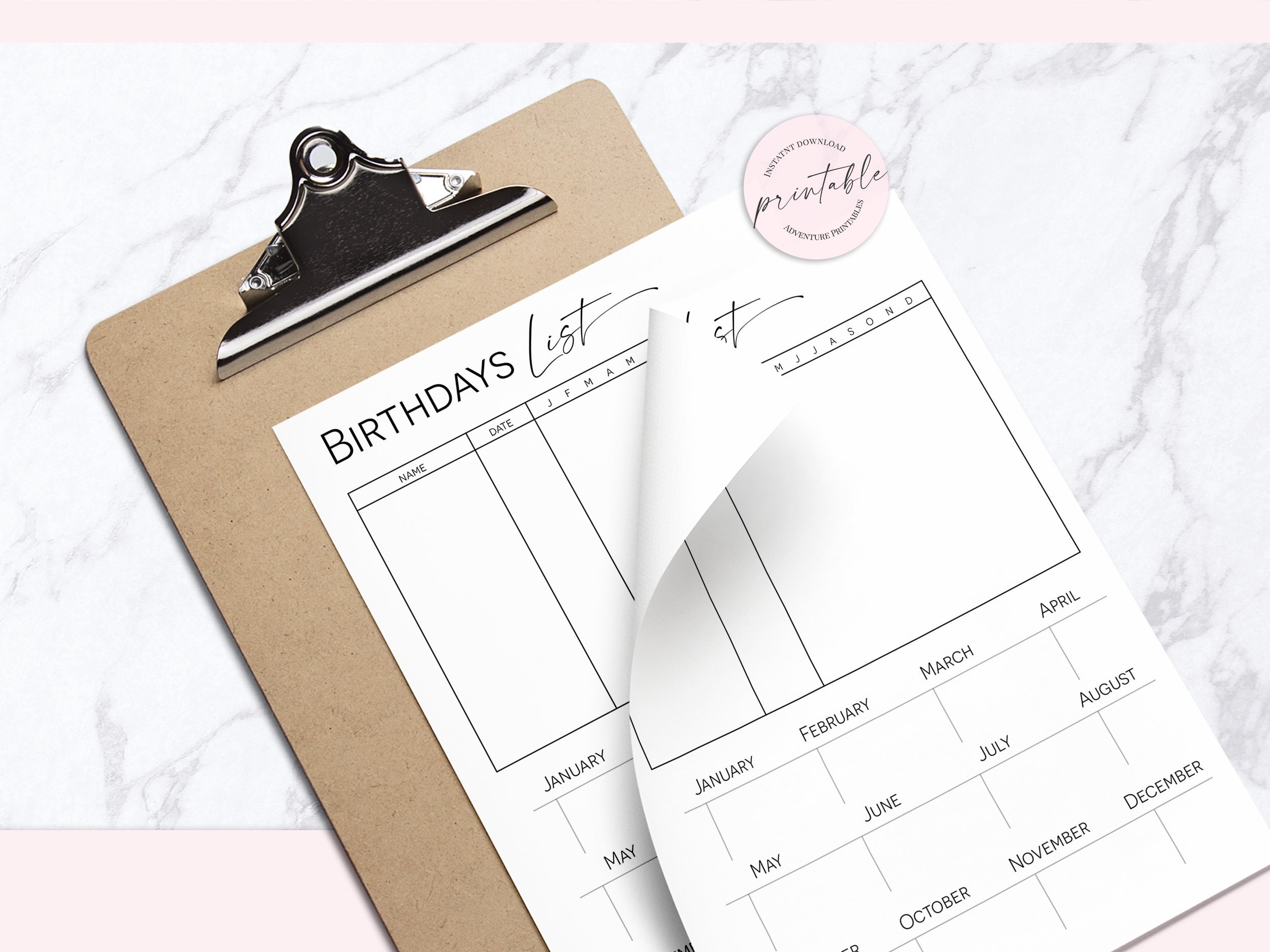 Birthdays List Printable, Family Birthdays Tracker, Birthdays Planner ...