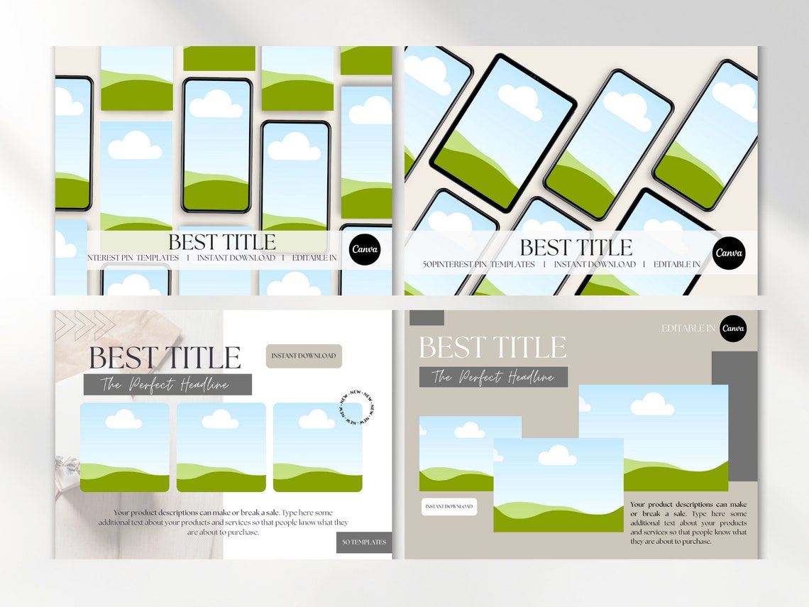 Editable Digital Product Listing Image Templates Social Media - Etsy