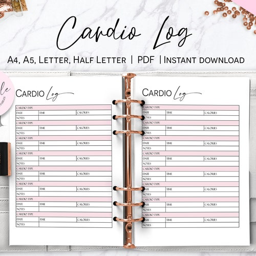Cardio Log Cardio Tracker Workout Planner Printable Insert - Etsy