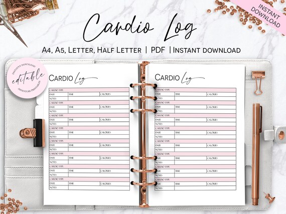 Cardio Log Cardio Tracker Workout Planner Printable Insert | Etsy