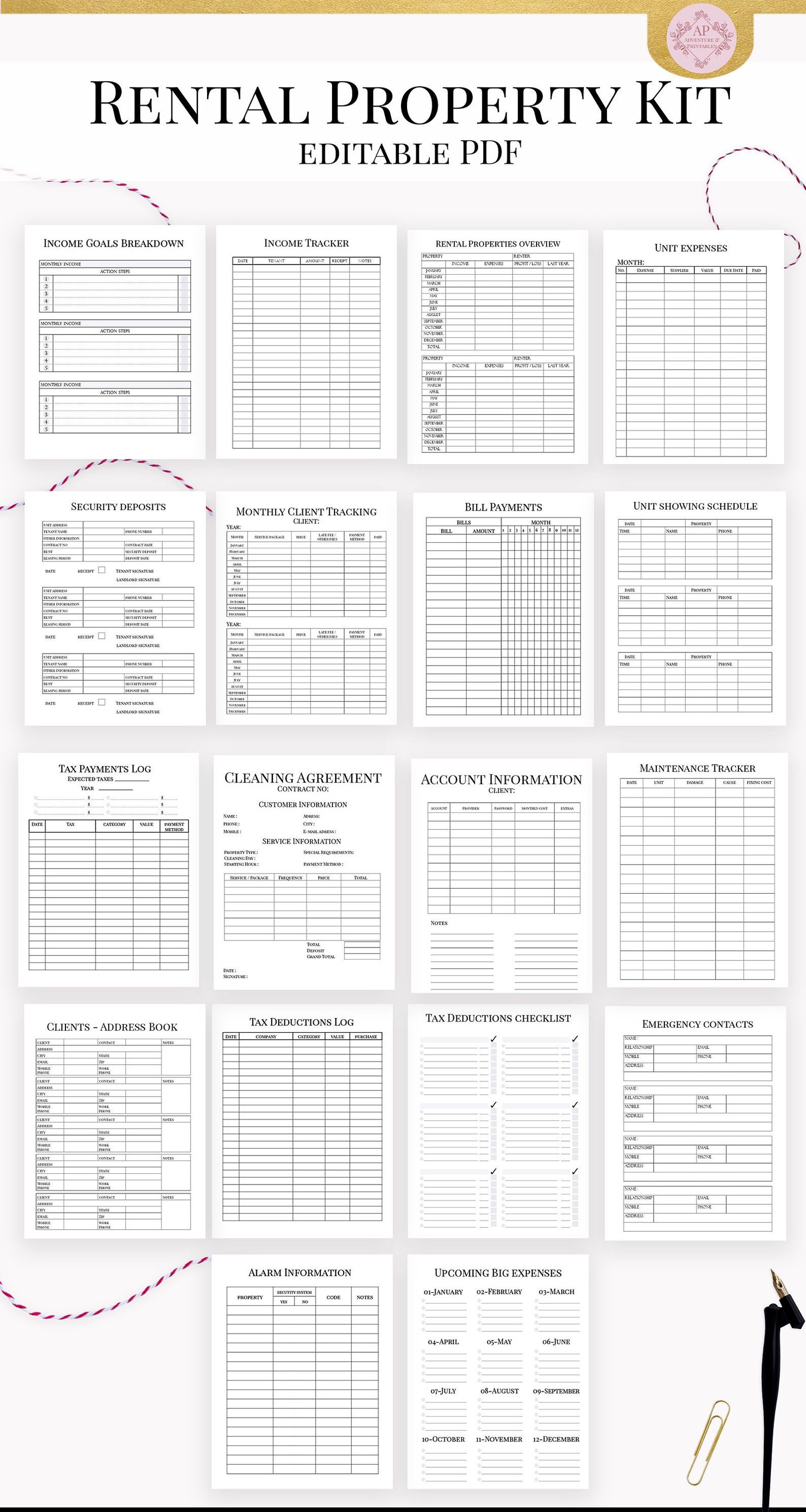 Rental Property Owner Management Kit Rental Owner Printable | Etsy