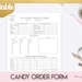 Candy Order Form, Editable Bakery Forms, Sucker Order Form, Baking ...