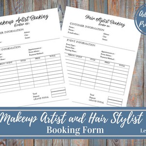 Makeup Artist and Hair Stylist Booking Forms, Wedding Makeup and Hair ...