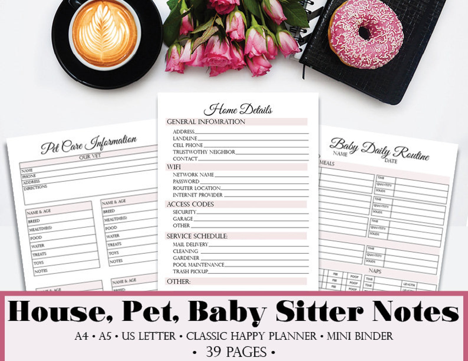 Baby Sitter Notes Pet Sitter Notes House Sitter Notes | Etsy