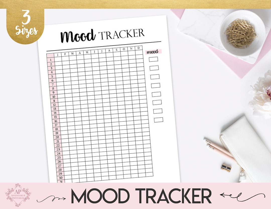 Monthly Mood Tracker, Anxiety Tracker, Mood Journal, Mood Chart - Etsy