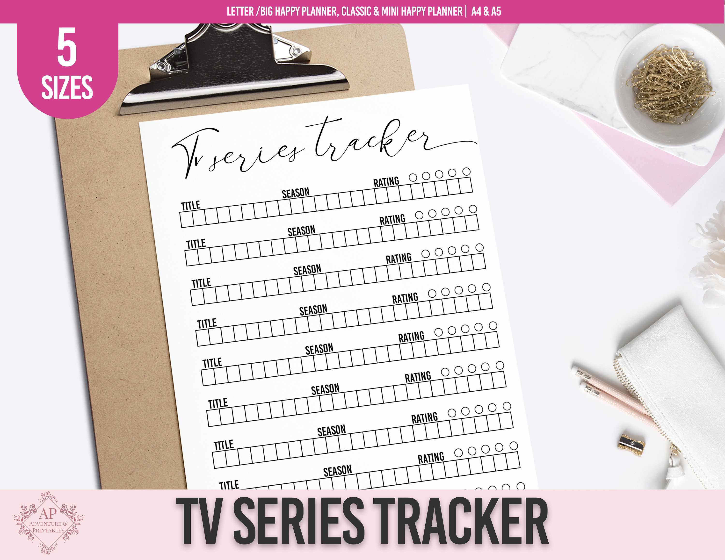 Tv Series Tracker, Tv Series Seasons Tracker - Happy Planner Printable ...