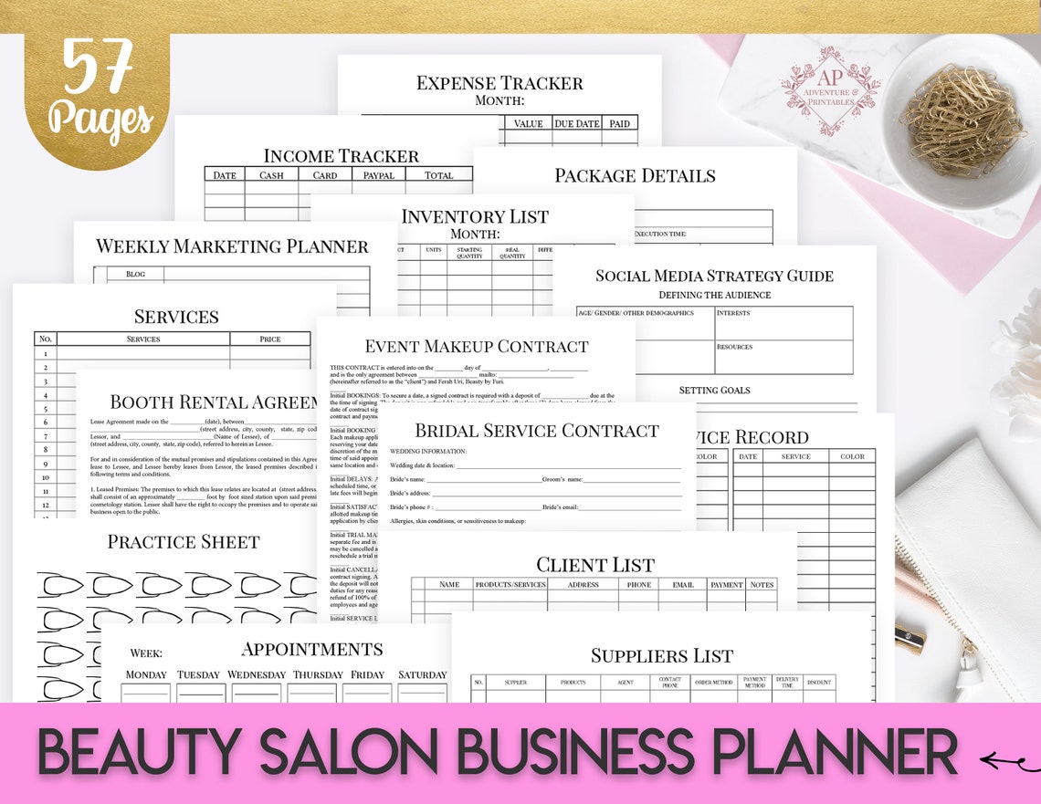 Big Beauty Salon Business Printable Planner Bundle : Hair | Etsy