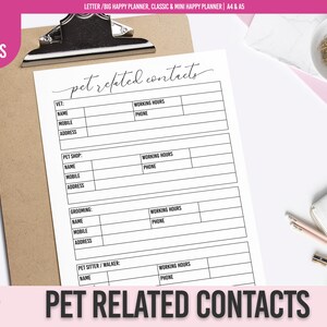 Pet Related Contacts, Vet Contacts, Pet Sitter Contacts, Pet Planner ...