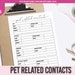 Pet Related Contacts, Vet Contacts, Pet Sitter Contacts, Pet Planner ...