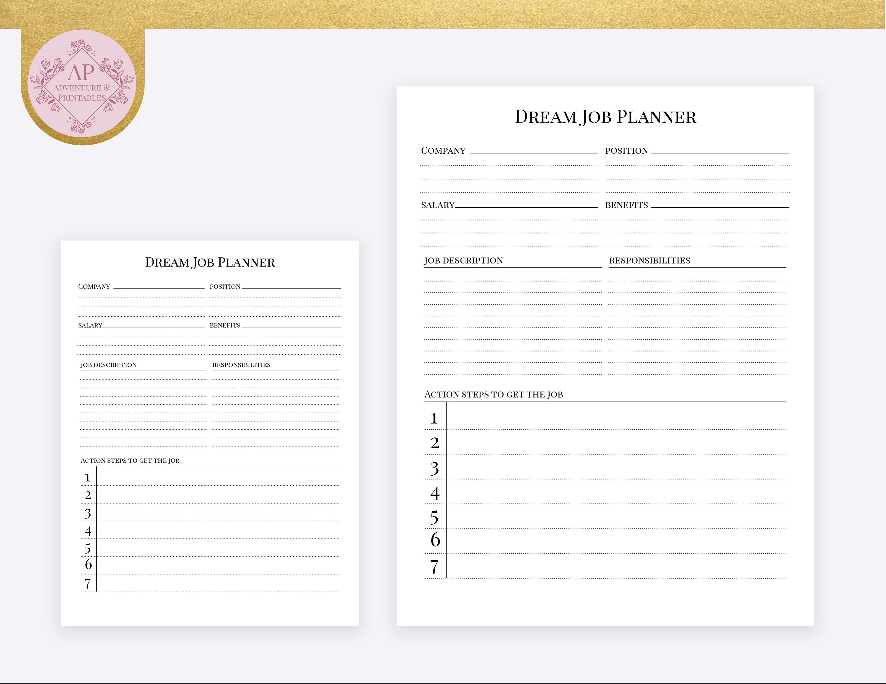 Job Search Planner, Job Application Planner, Dream Job Interview ...