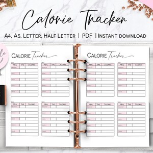 Daily Calorie Intake Tracker Printable Insert, Meal Planner Insert ...