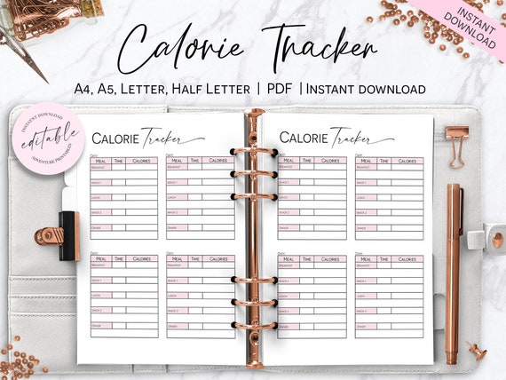 Daily Calorie Intake Tracker Printable Insert Meal Planner - Etsy