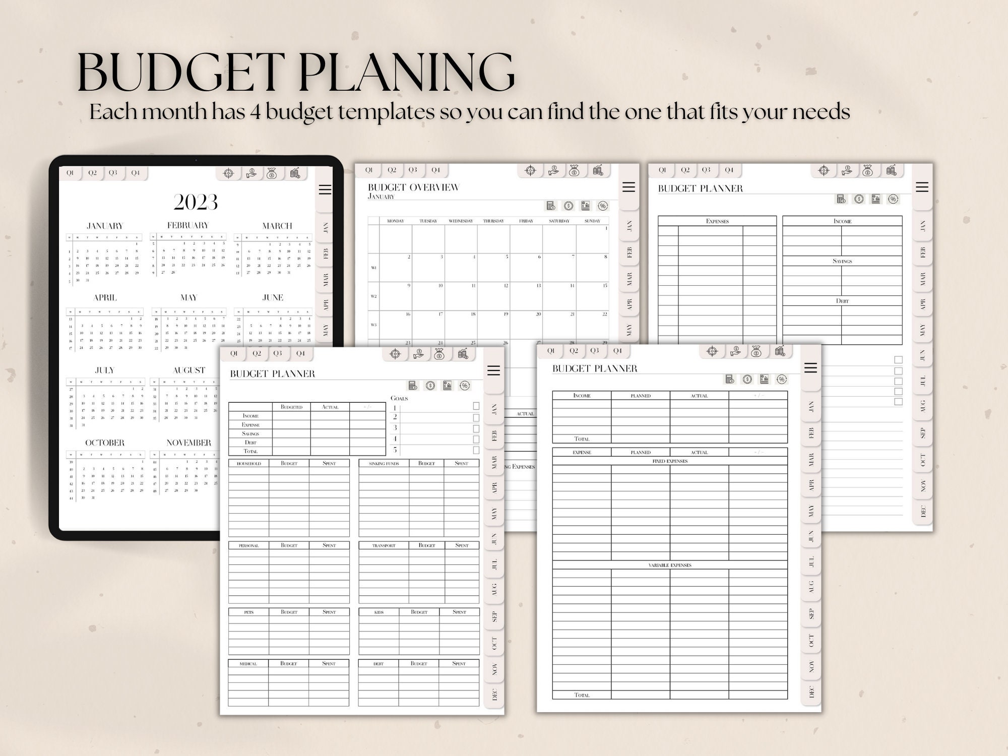 Minimal Budget Digital Planner for Goodnotes and Notability, Personal ...