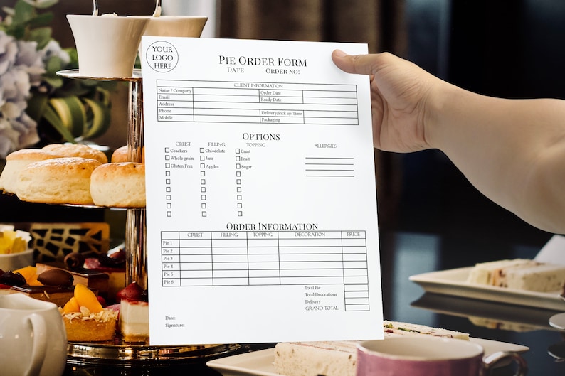Pie Order Form, Editable Bakery Forms, Custom Pie Order Form, Pie ...