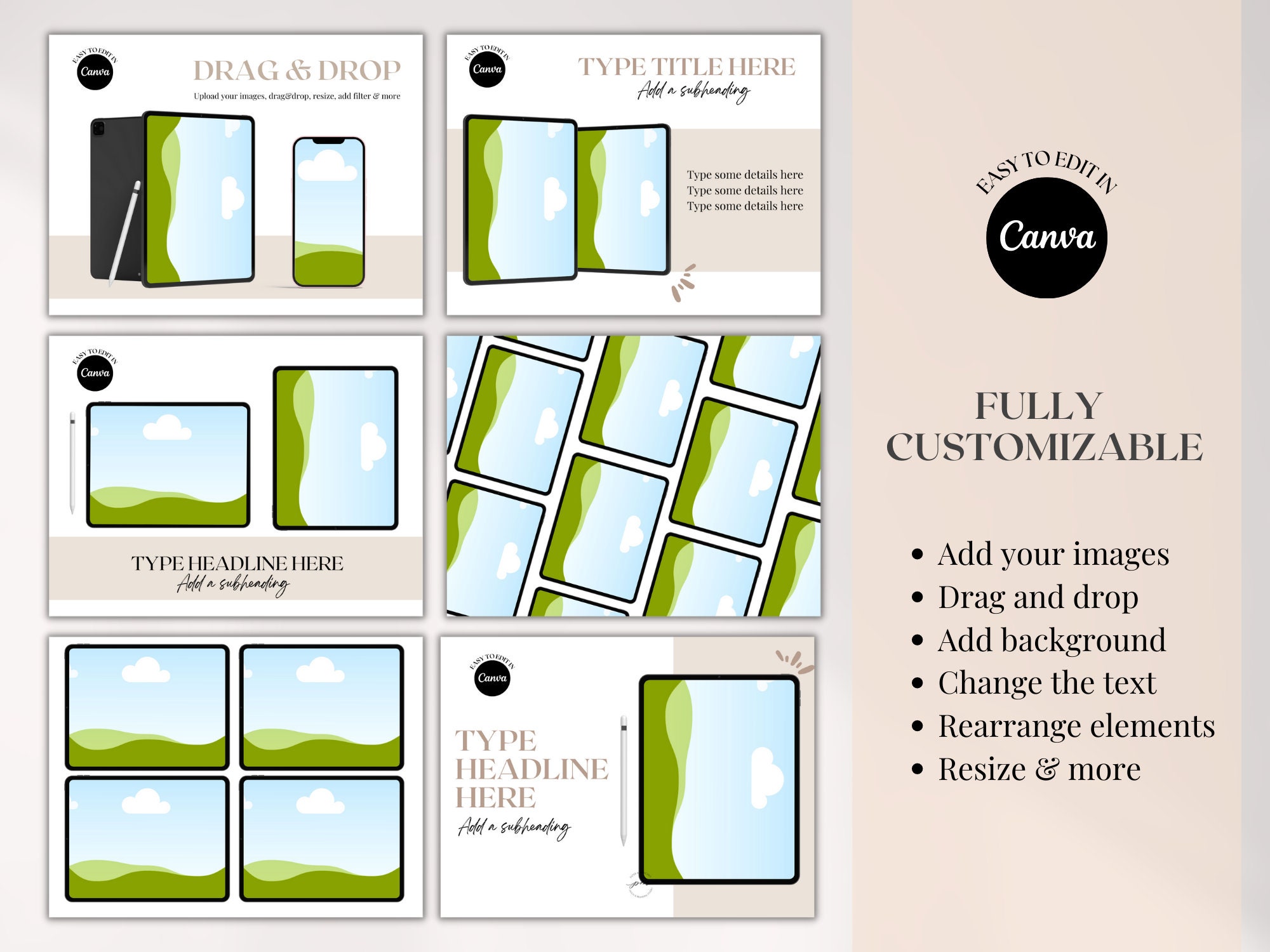 IPad Mockup Canva Template, Realistic Tablet Mockups, iPad Mockup ...