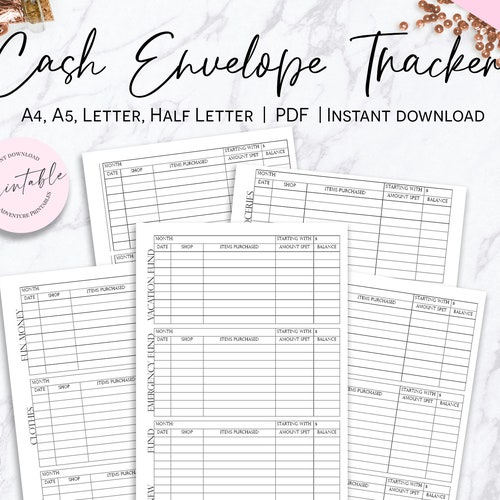 Cash Budget Envelope System Tracker Printable Cash Envelope - Etsy