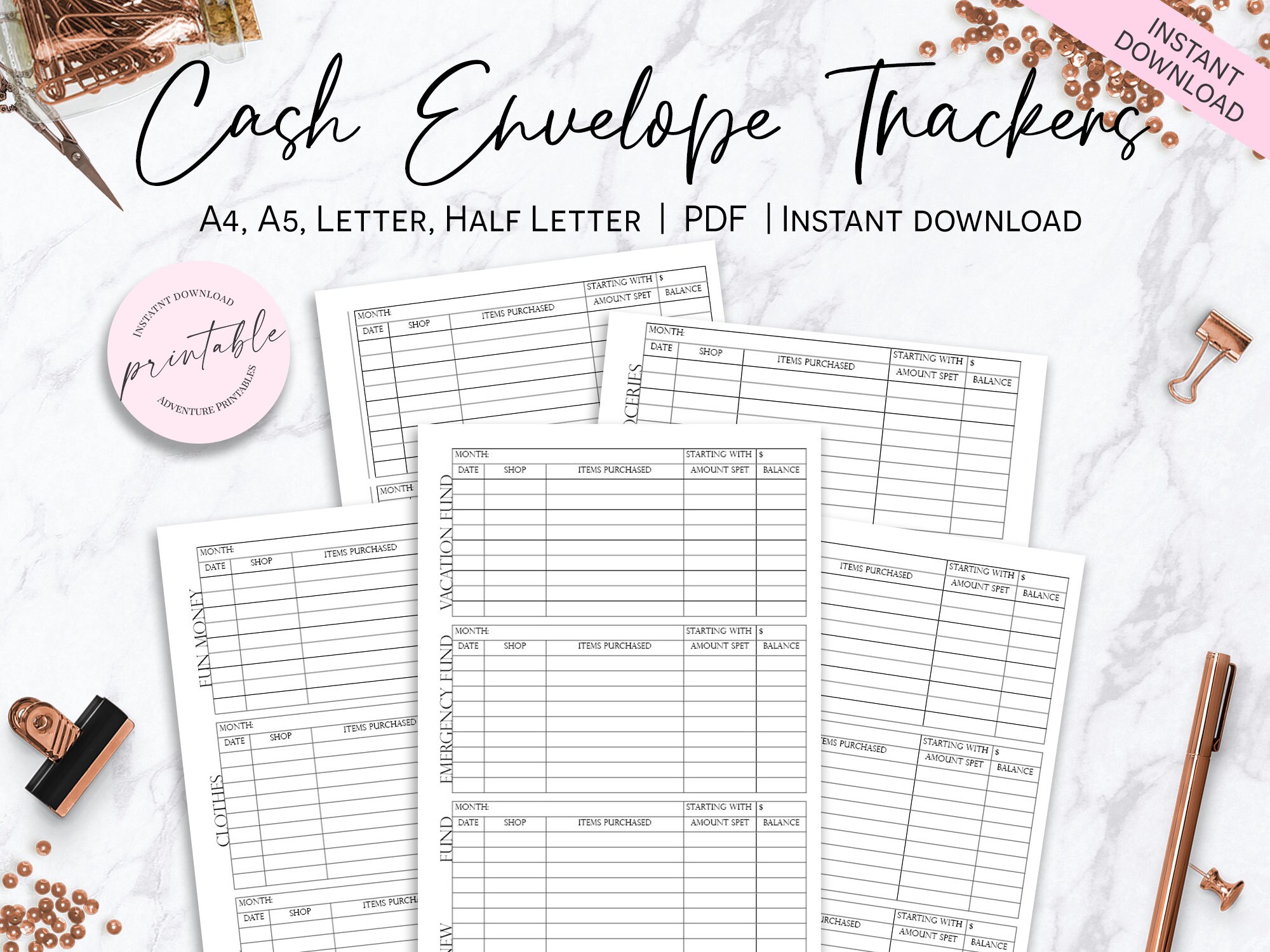 Cash Budget Envelope System Tracker, Printable Cash Envelope, Monthly ...