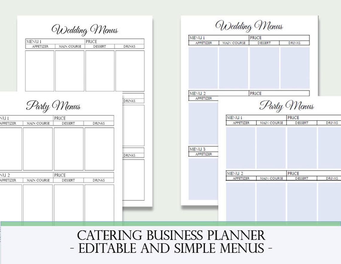 Catering Business Planner Small Business Planner Editable - Etsy