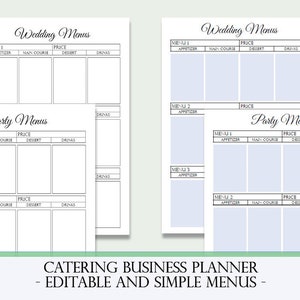 Catering Business Planner, Small Business Planner, Editable Catering ...