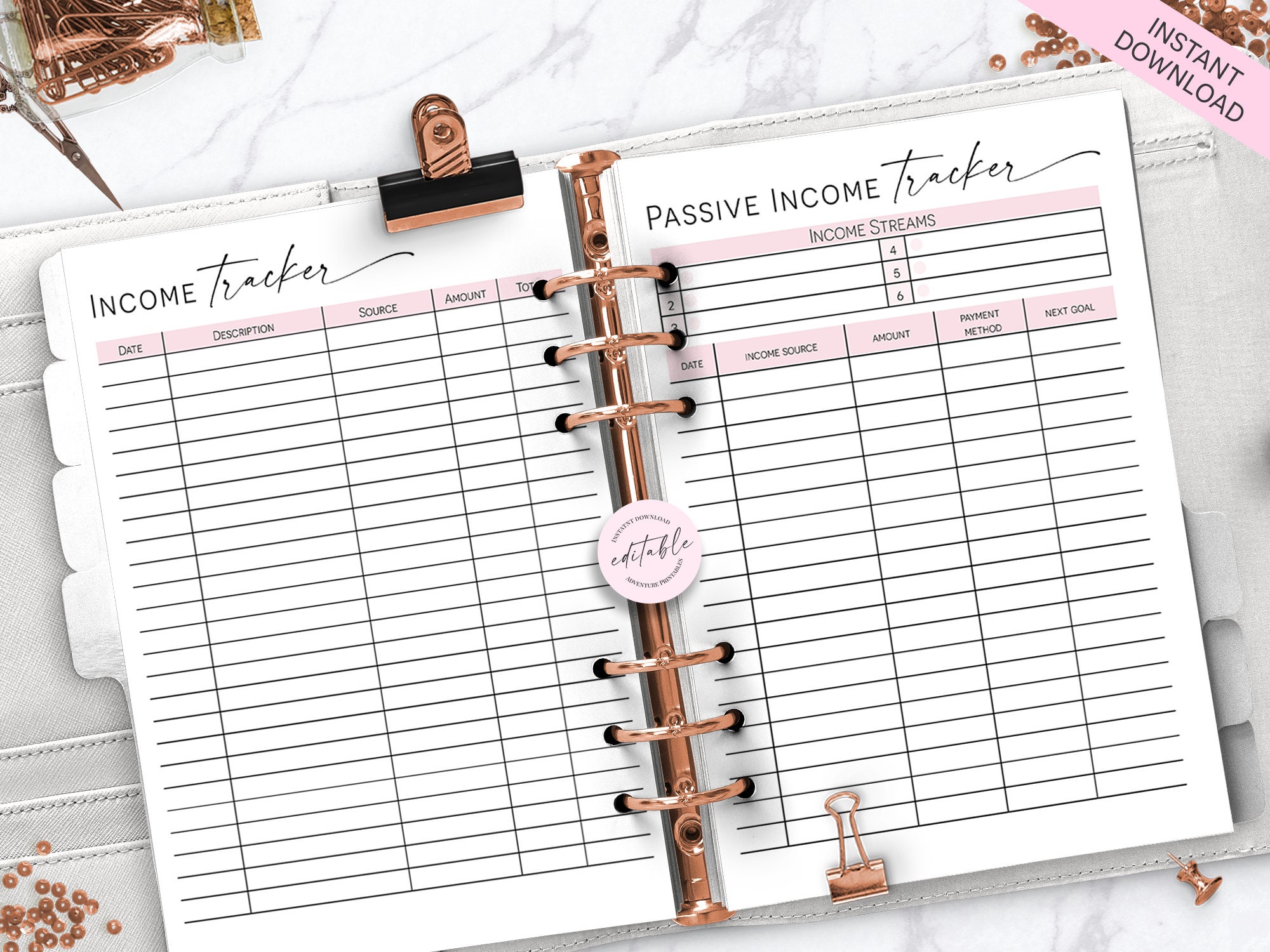 Income Tracker, Passive Income Tracker, Money Log, Paycheck Tracker ...