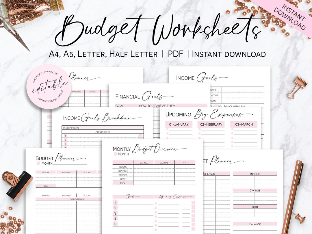 Budget Worksheets, Personal Budget Planner, Monthly Budget Planner ...