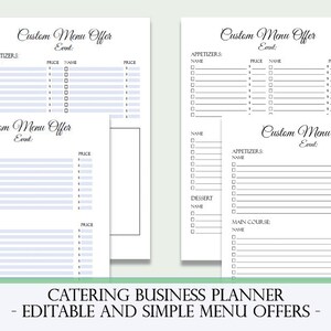 Catering Business Planner, Small Business Planner, Editable Catering ...