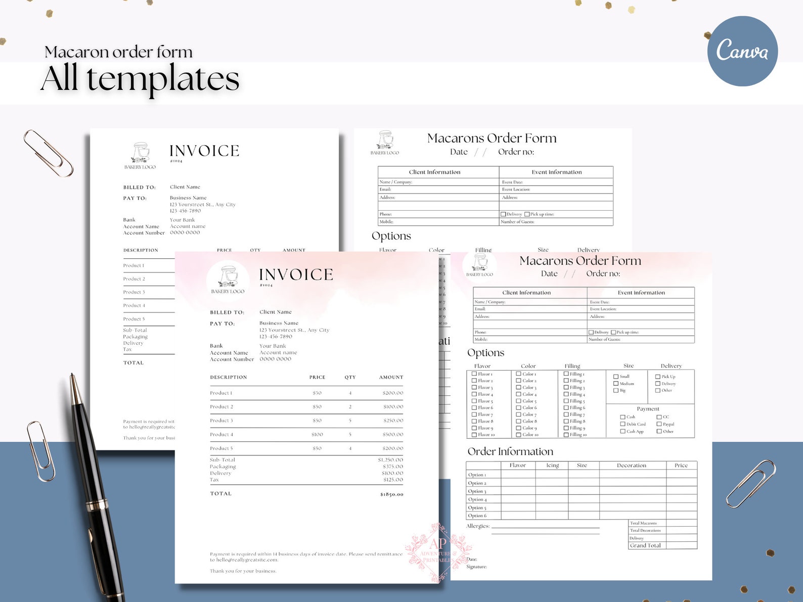 Macarons Order Form Editable Bakery Forms Pastires Order - Etsy