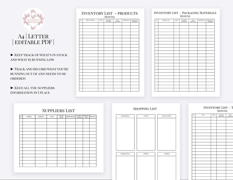 Inventory Tracker Etsy Shop Products Inventory Tracker - Etsy