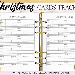 Christmas Cards Checklist, Cards to Send List, Holiday Cards List - Etsy