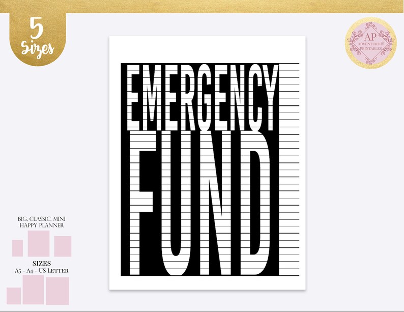 Emergency Funds Tracker Printable Emergency Savings Tracker | Etsy