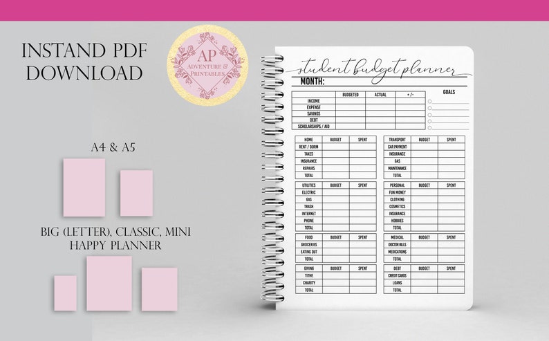 Student Finance Planner, Student Planner, Student Money Management - Etsy