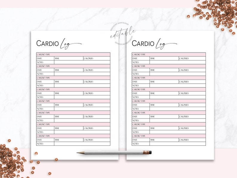 Cardio Log, Cardio Tracker, Workout Planner Printable Insert, Fitness ...