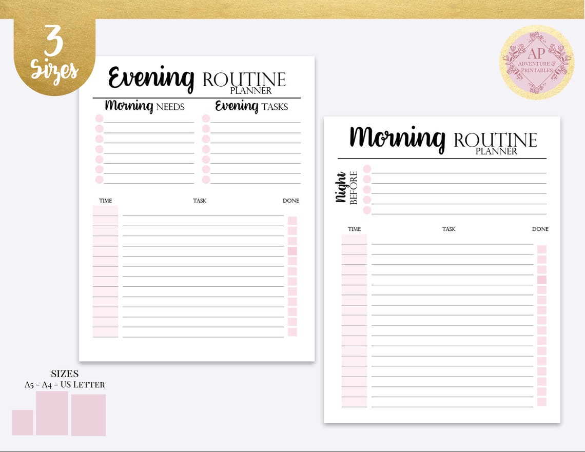 Morning Routine and Evening Routine Planner Daily Routine | Etsy