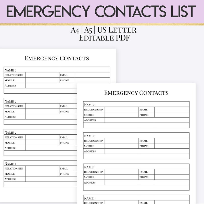 Emergency Contact List - Etsy