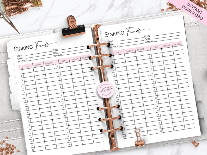 Sinking Funds Tracker, Sinking Funds List, Savings Log, Dave Ramsey ...