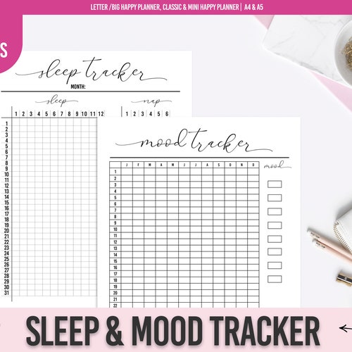 Sleep Tracker and Mood Tracker Monthly Sleep Log Nap & Mood - Etsy