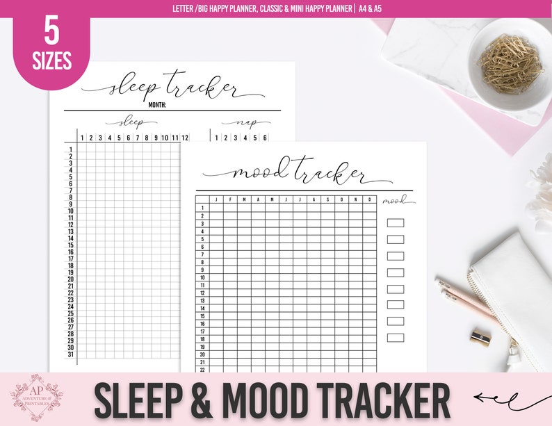 Sleep Tracker and Mood Tracker, Monthly Sleep Log, Nap & Mood Tracker ...