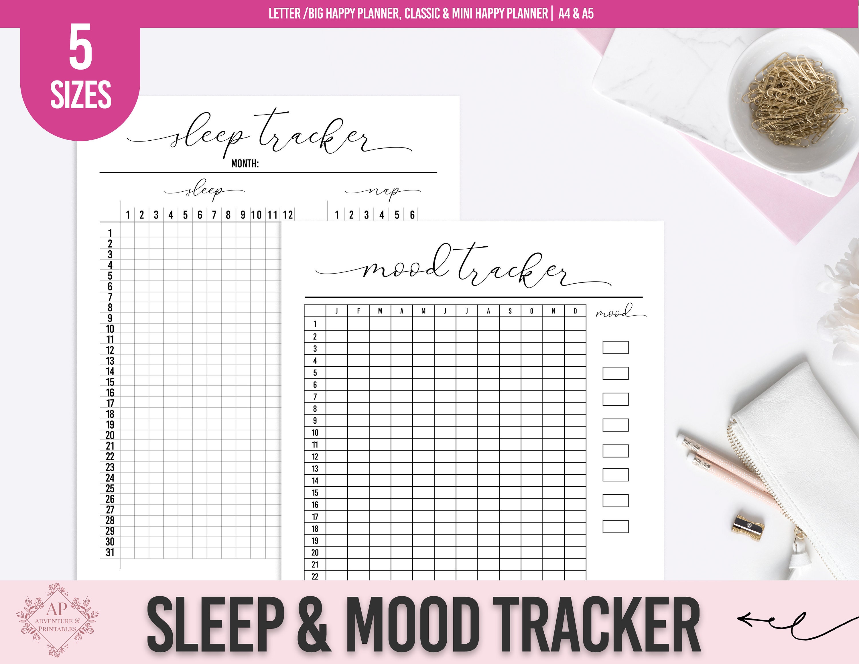 Sleep Tracker and Mood Tracker, Monthly Sleep Log, Nap & Mood Tracker ...