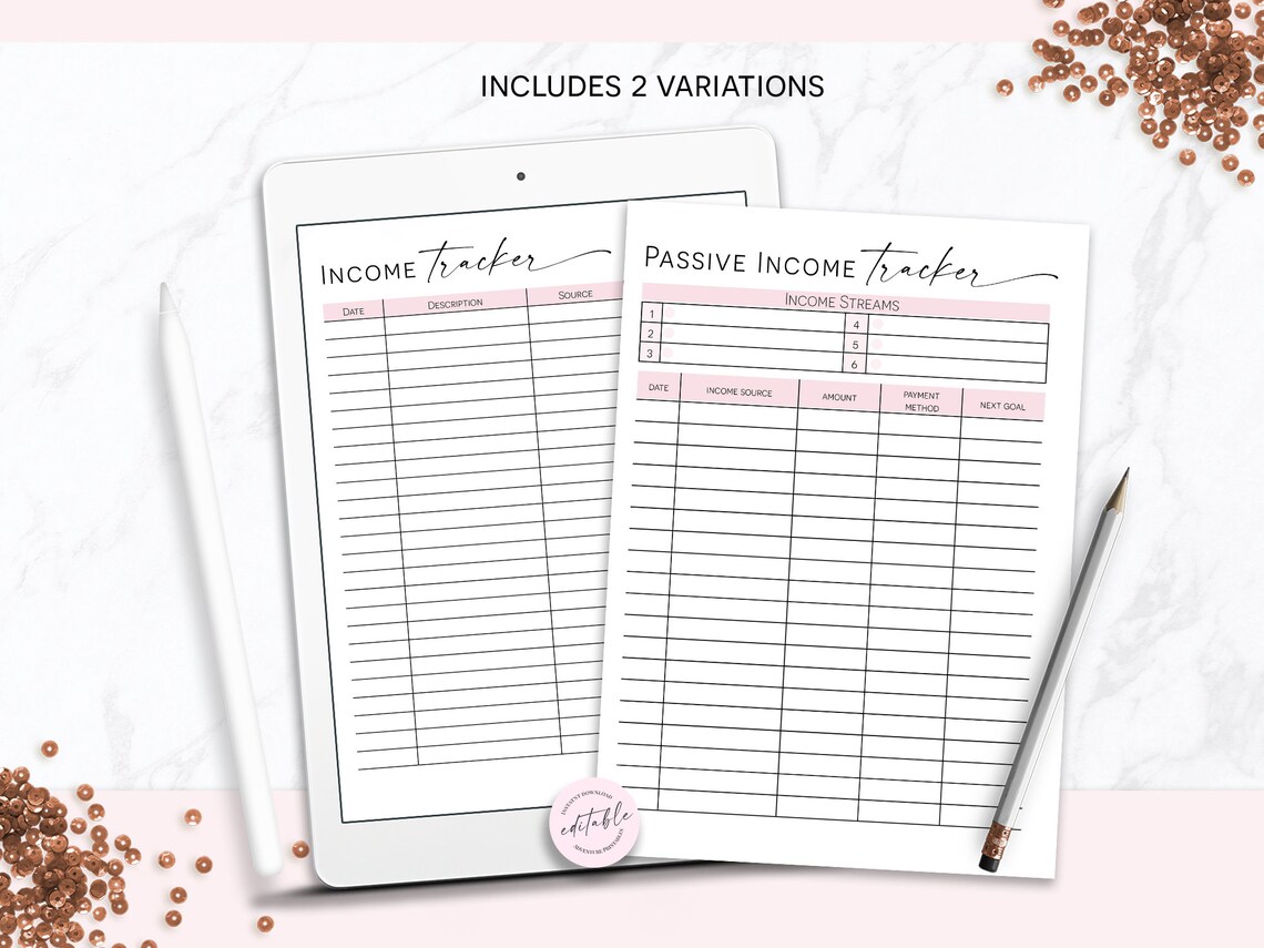 Income Tracker, Passive Income Tracker, Money Log, Paycheck Tracker ...