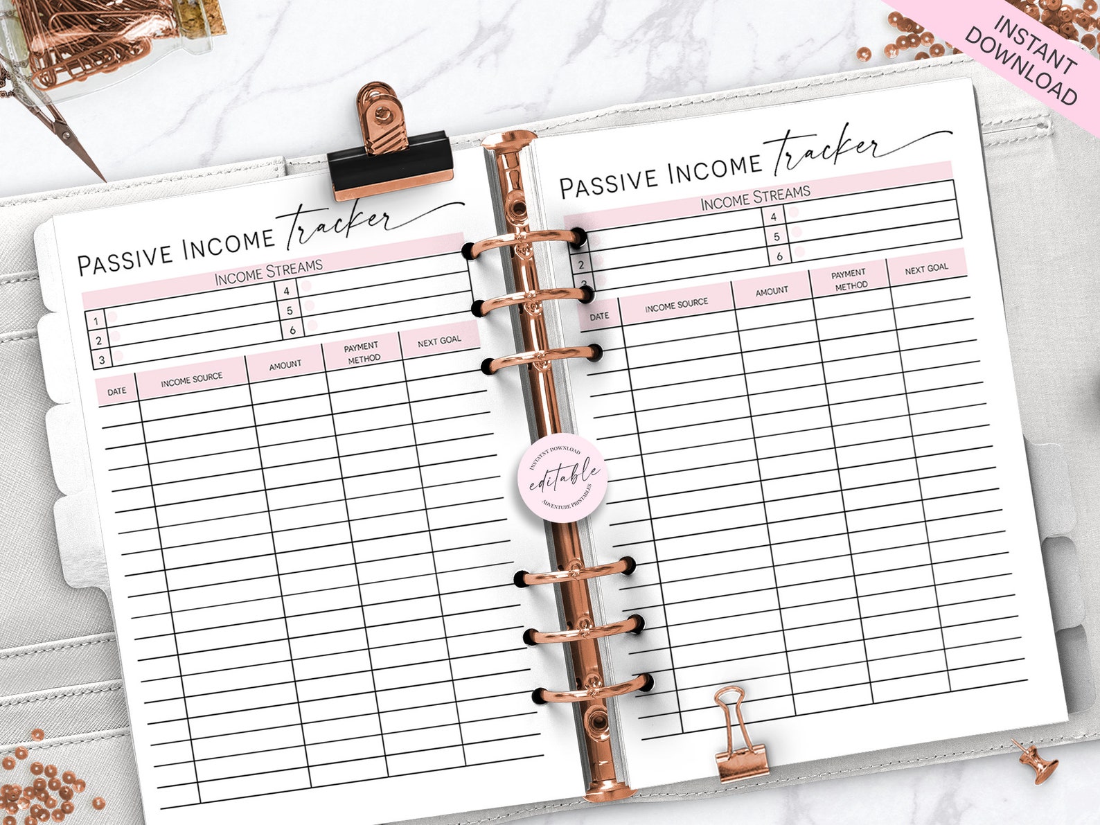 Passive Income Tracker, Monthly Passive Income Printable Page, Income ...