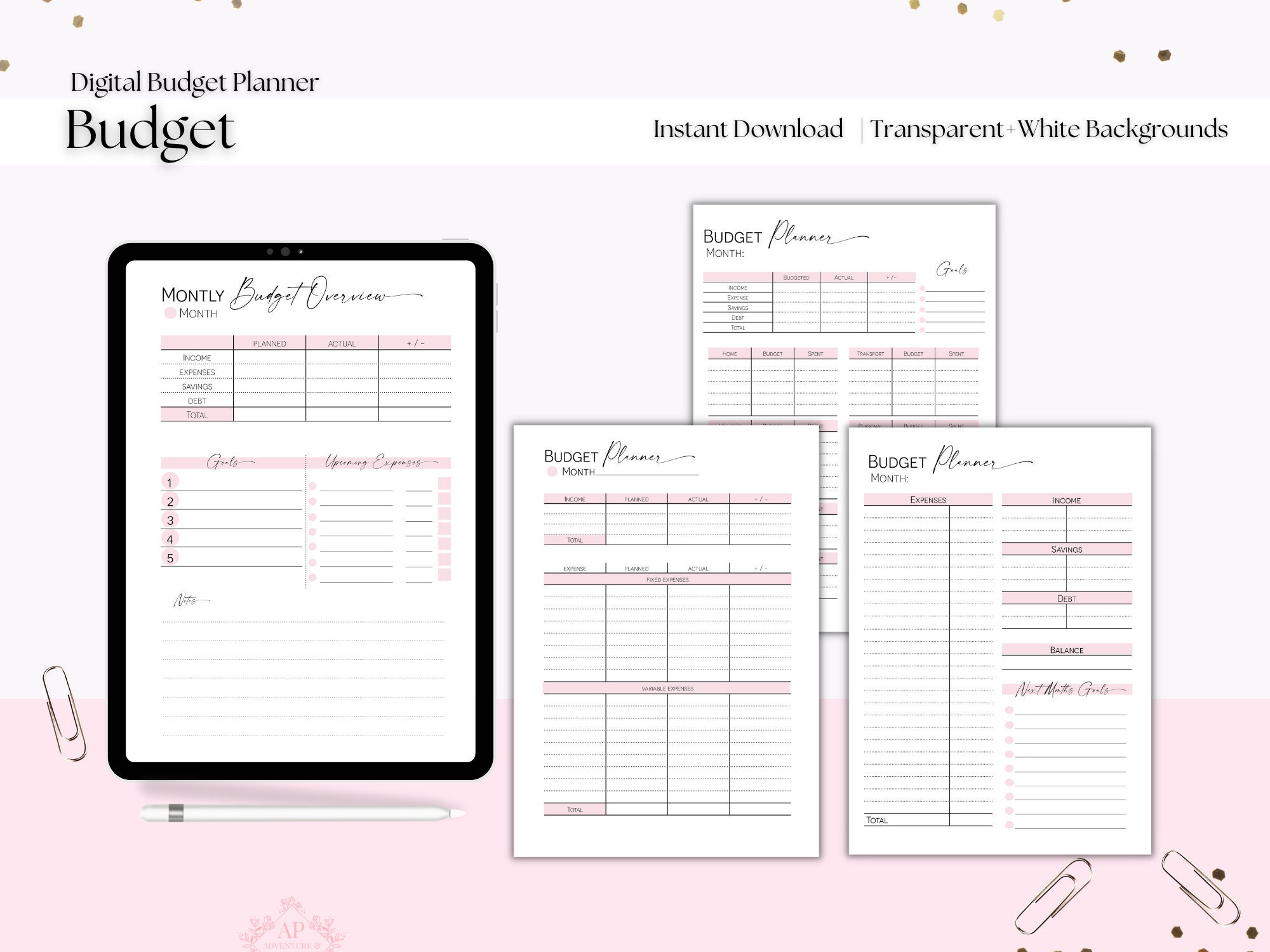 Budget Digital Planner Template, Finance Digital Planner Template ...
