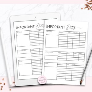 Important Dates Page, Dates to Remember Planner Insert, Happy Planner ...