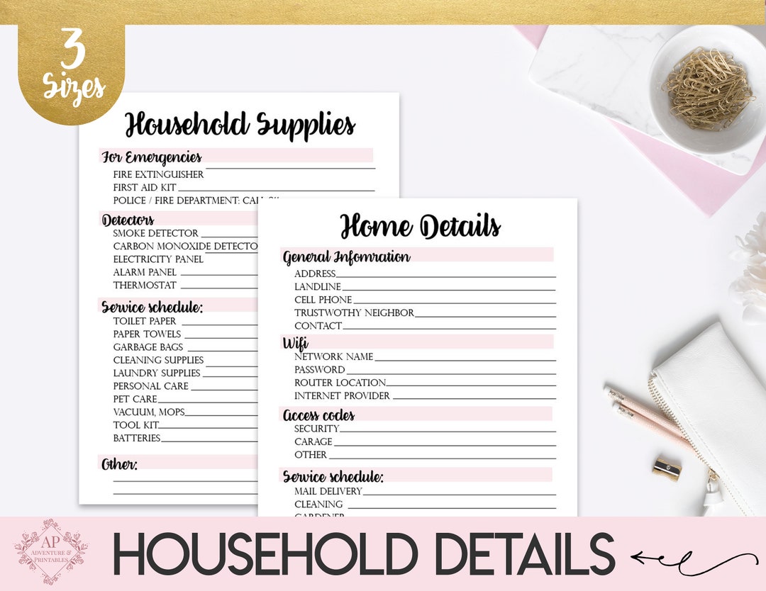 Household Details Information Sheet, Home Information Sheets, Household ...