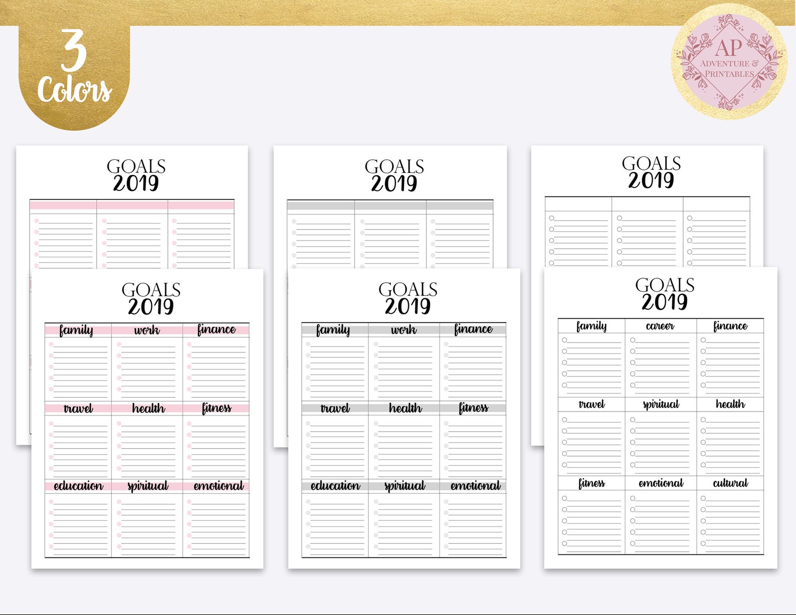 Goal Planner for 2019-2020-2021 Bundle, Goal Setting, Goal Tracker ...