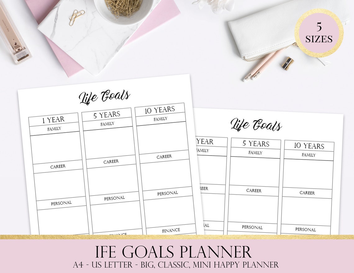 Life Goals Printable Planner Page, Life Planner, Long Term Goals ...