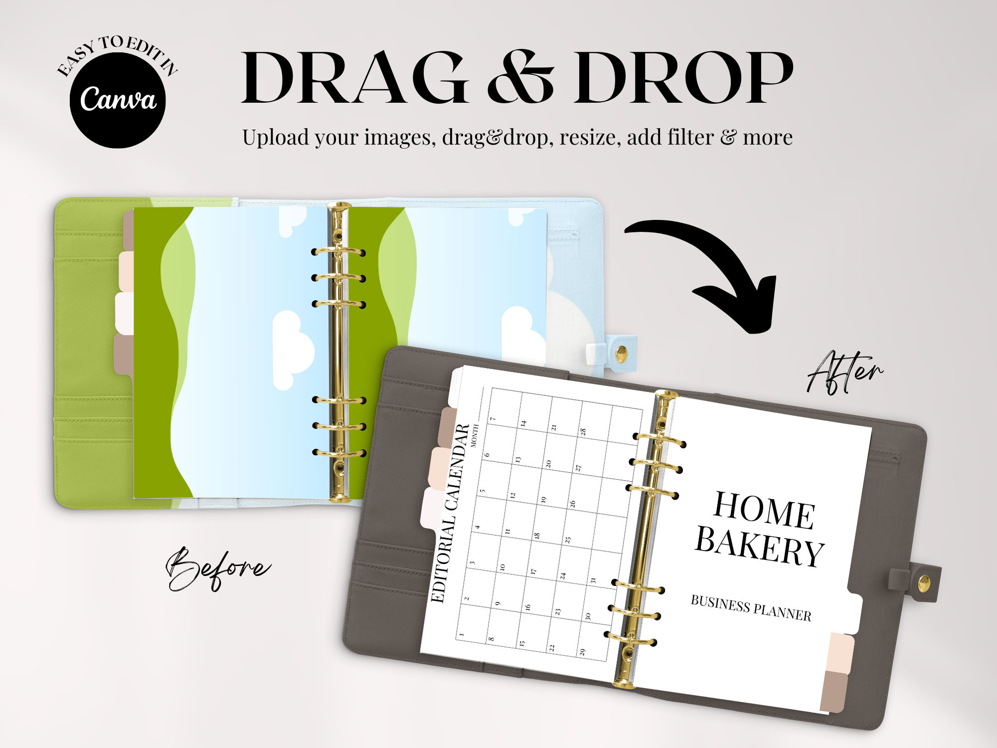 Ring Bound Planner Canva Mockup, Canva Planner Mockup, Printable ...